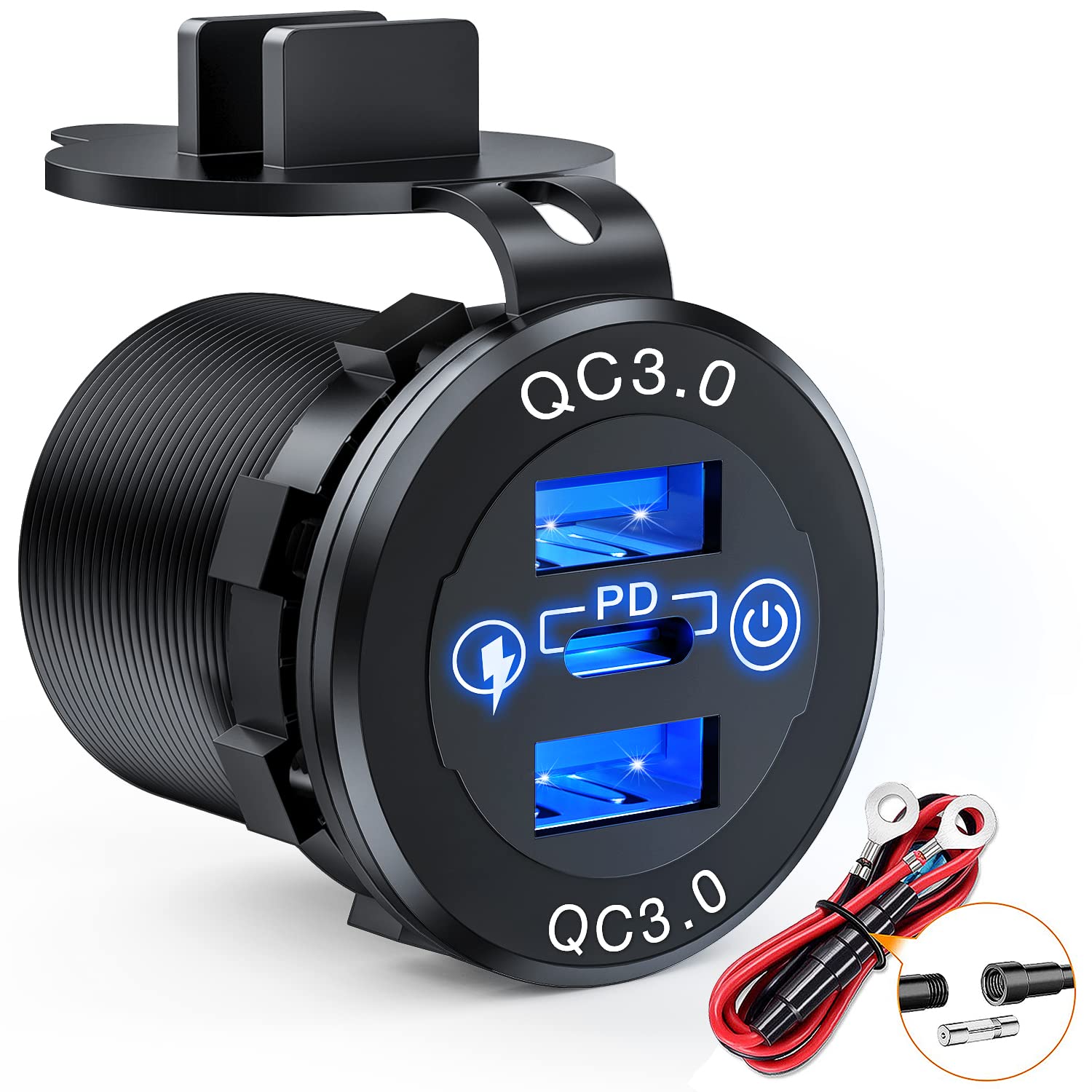 Mua Nilight Dual USB Socket PD Type C and QC3.0 12V 24V Car Outlet ON ...