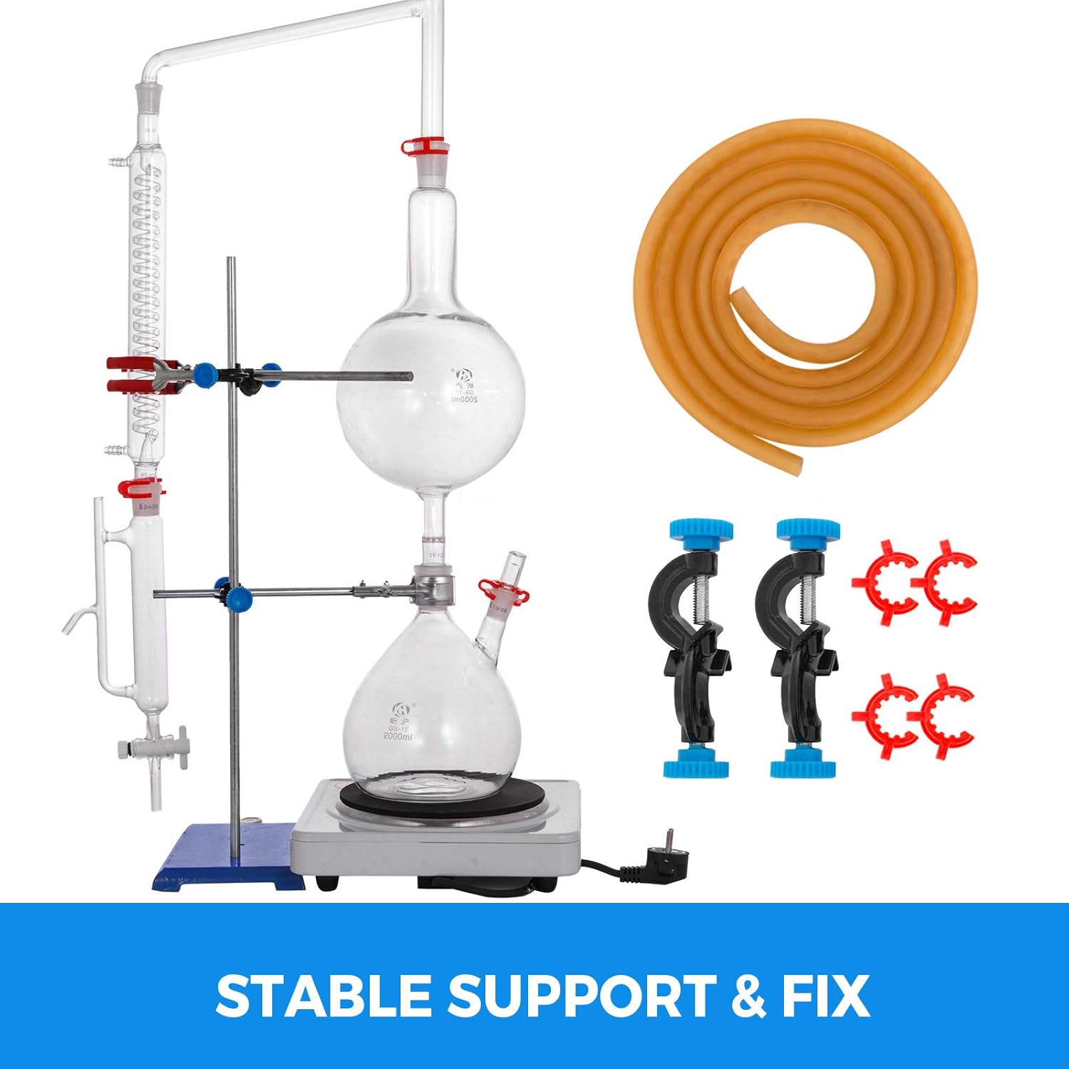 VEVOR 2L Essential Oil Distillation Apparatus Lab Glassware ...