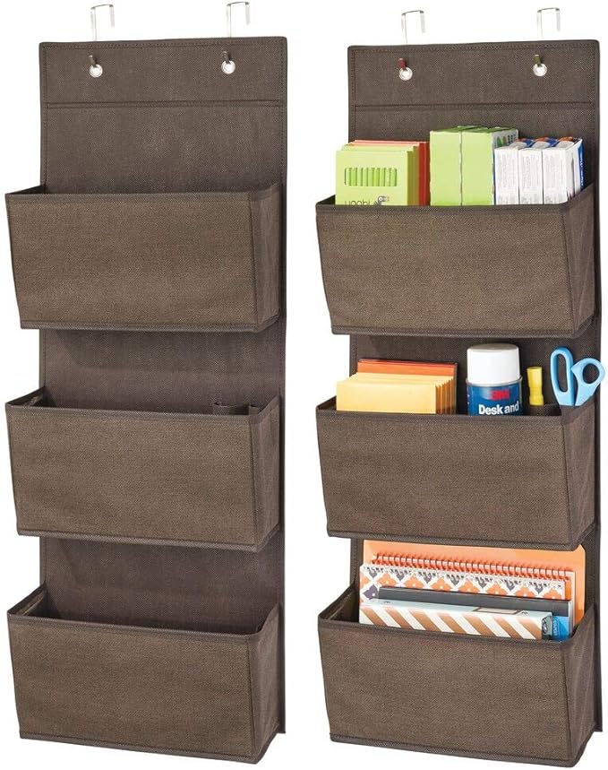 mDesign Set of 2 Hanging Organiser with Storage Baskets for Wall or ...