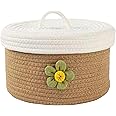 Amazon.com: Small Covered Storage Basket, Handmade Woven Fresh Style ...