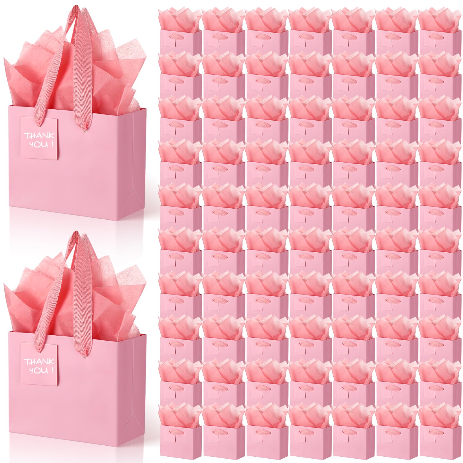 Zhanmai 100 Pcs Mini Gift Bags Bulk with Tissue Paper 4.7 x 2.4 x 3.9 ...