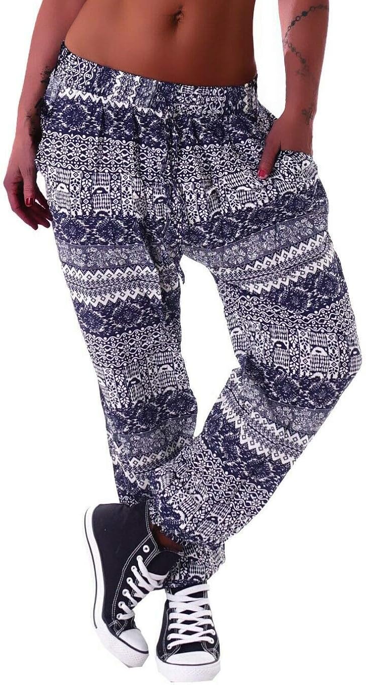 Damen Stoffhose verschidene Farben Muster Haremhose Pluderhose ...
