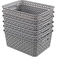 Amazon.com: Neadas Plastic Woven Storage Baskets, Rectangle Basket ...