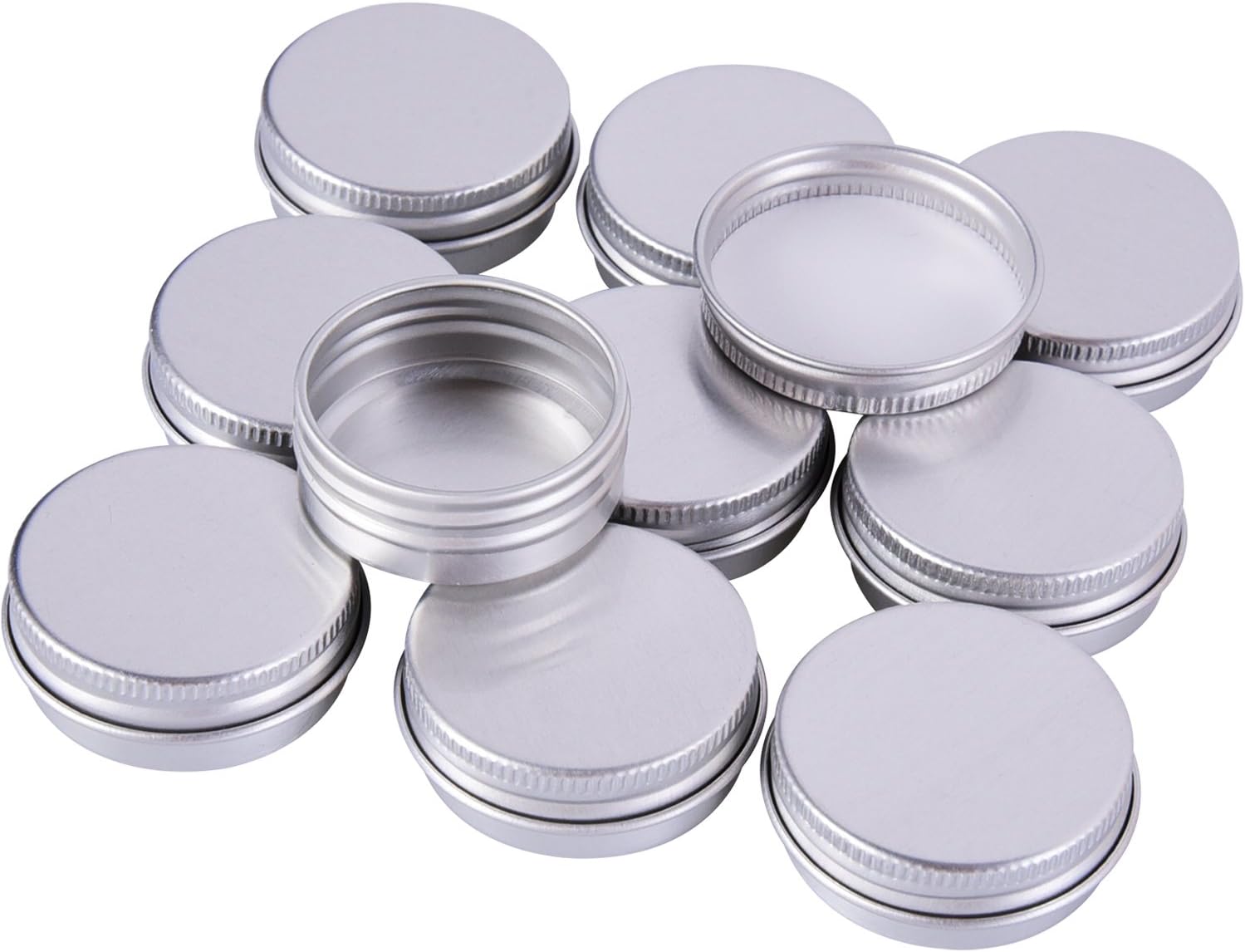 15 ml Aluminium Screw Tin Balm Pots Cosmetic Make Up Jar Round Cream ...