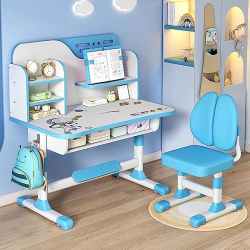 PAPABA Kids Desk and Chair Set, Height Adjustable Astronaut Pattern ...