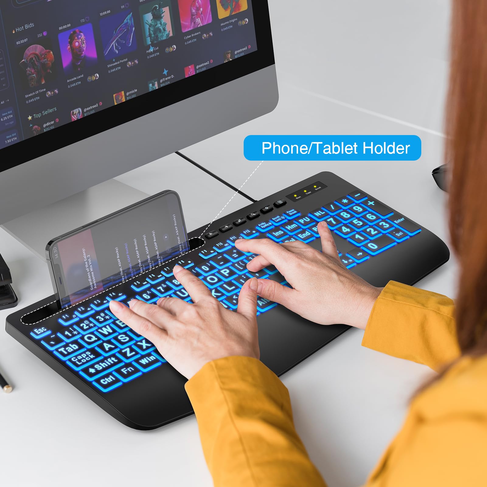 Mua SABLUTE Large Print Backlit Computer Keyboards, Wired Lighted USB ...