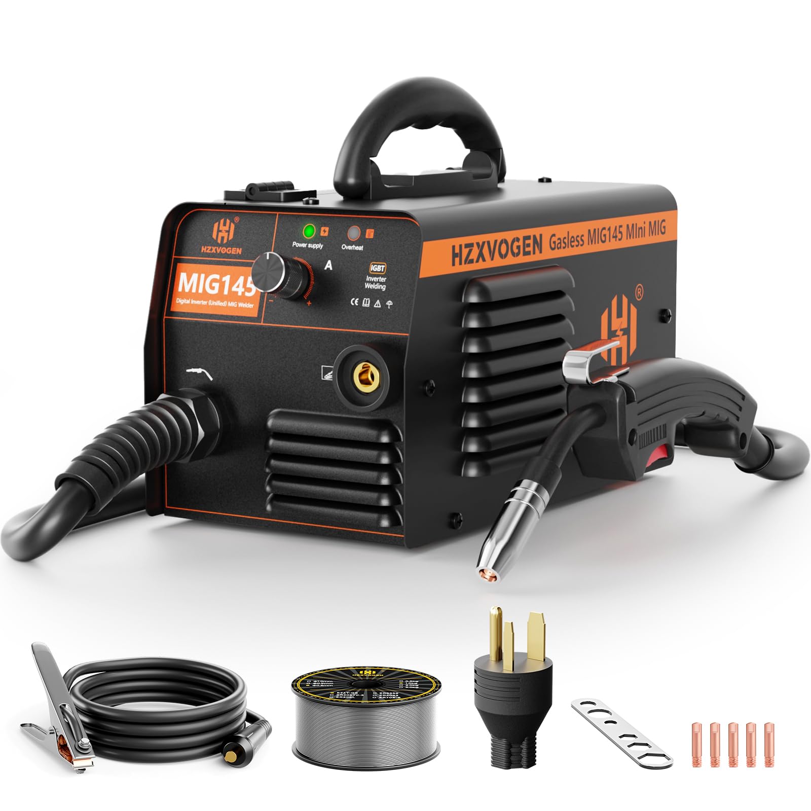 HZXVOGEN 145A MIG Welder 110V/220V Flux Core Welder Dual Voltage ...