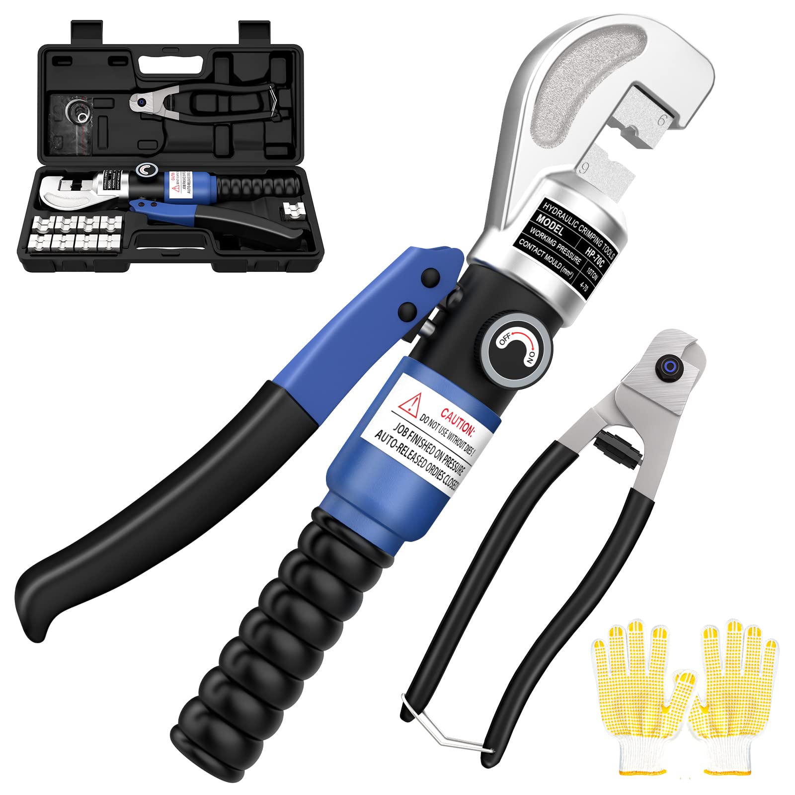 CKE Upgraded 10 Ton Hydraulic Cable Crimper Hand Tool for Stainless ...