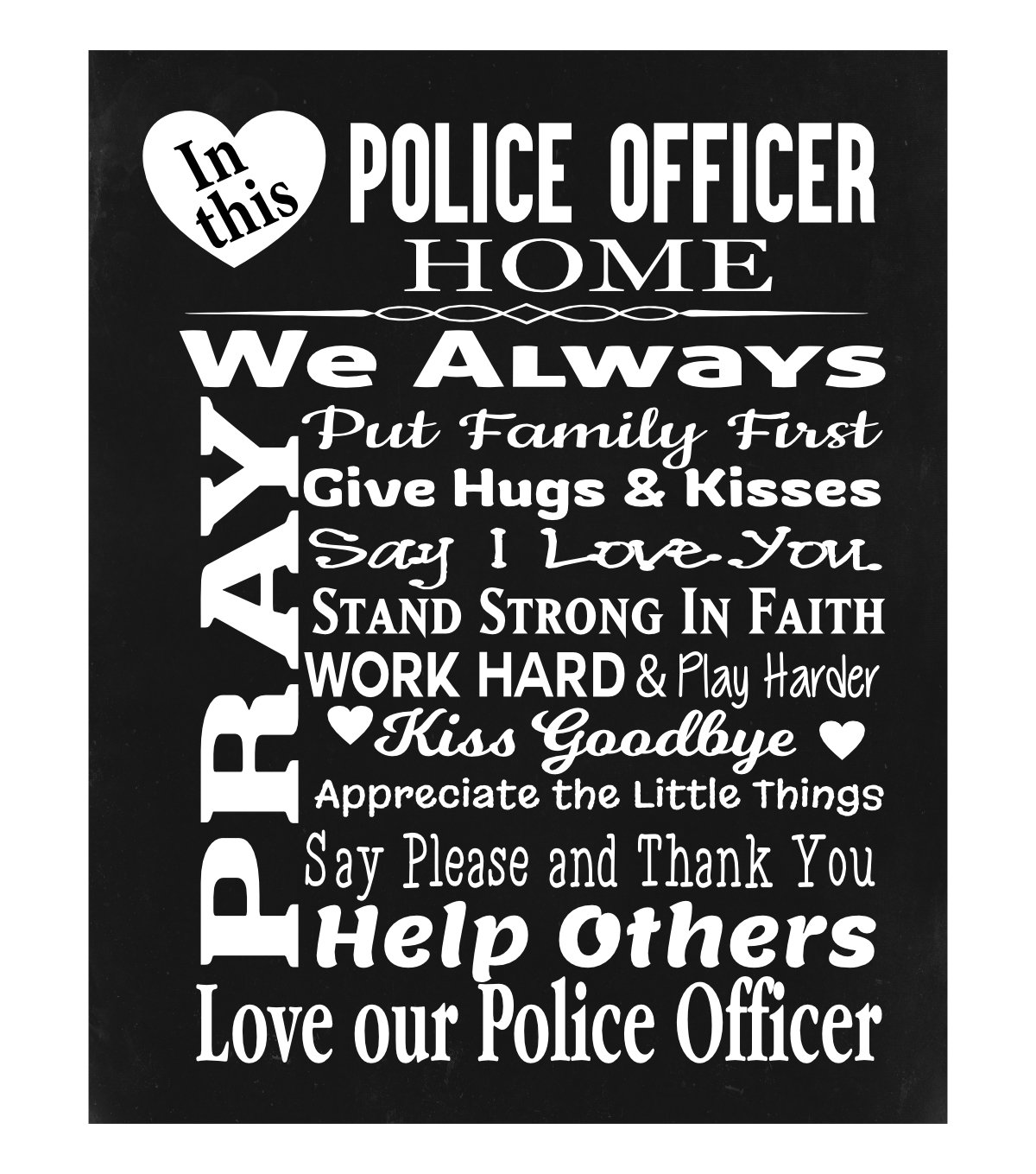 Amazon.com: ♥ Police Officer's Home Chalk Effect Print, Deputy Sign ...