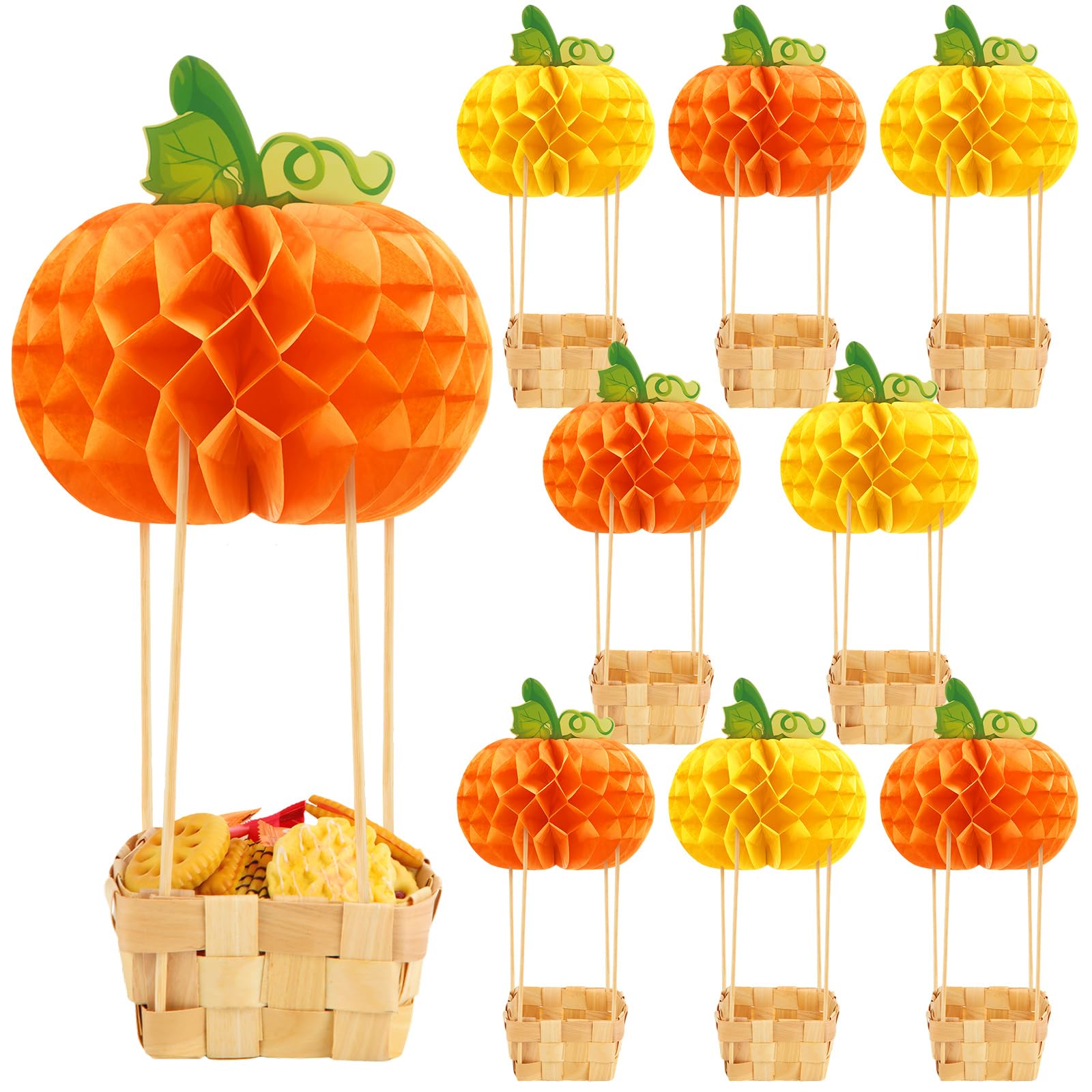 Eersida 8 Set Pumpkin Baby Shower Honeycomb Basket DIY Fall Gender ...