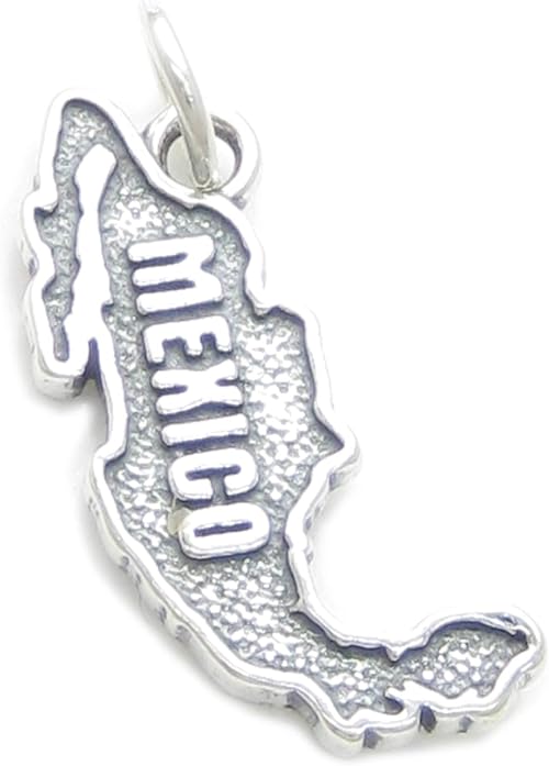 Mexico map sterling silver charm .925 x 1 Mexican Country charms -SFP ...