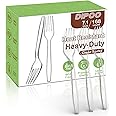 Amazon.com: Dipoo 7.1" Clear Plastic Forks Heavy Duty with Heat ...