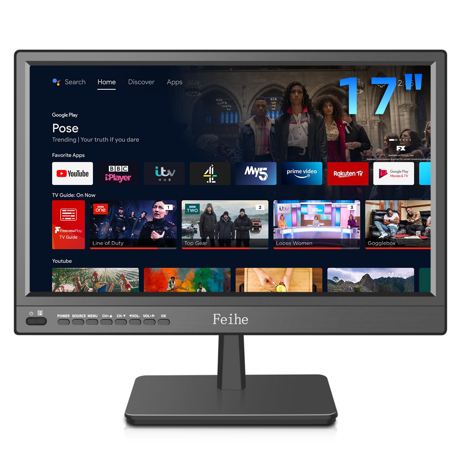 Feihe 17 inch Small Smart TV Built-in Android Operating System, HD Flat ...