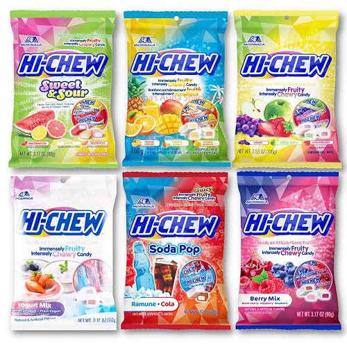Hi Chew Candy Variety Pack - 6 Different Flavors, Japanese Chewy, Taffy ...