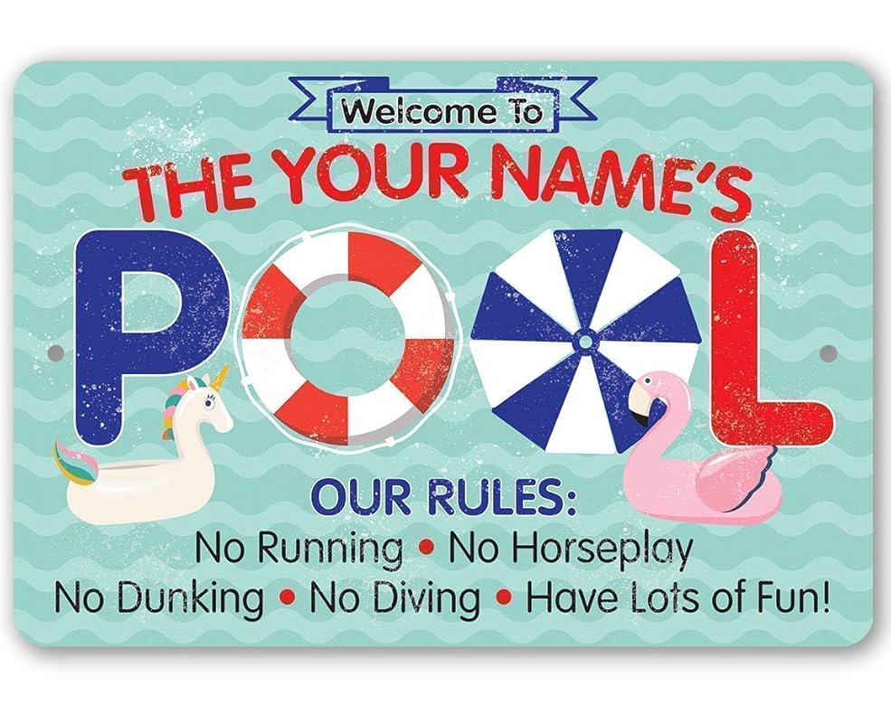 Amazon.com: Personalized Pool Rules Durable Metal Sign - 8" x 12" or 12 ...