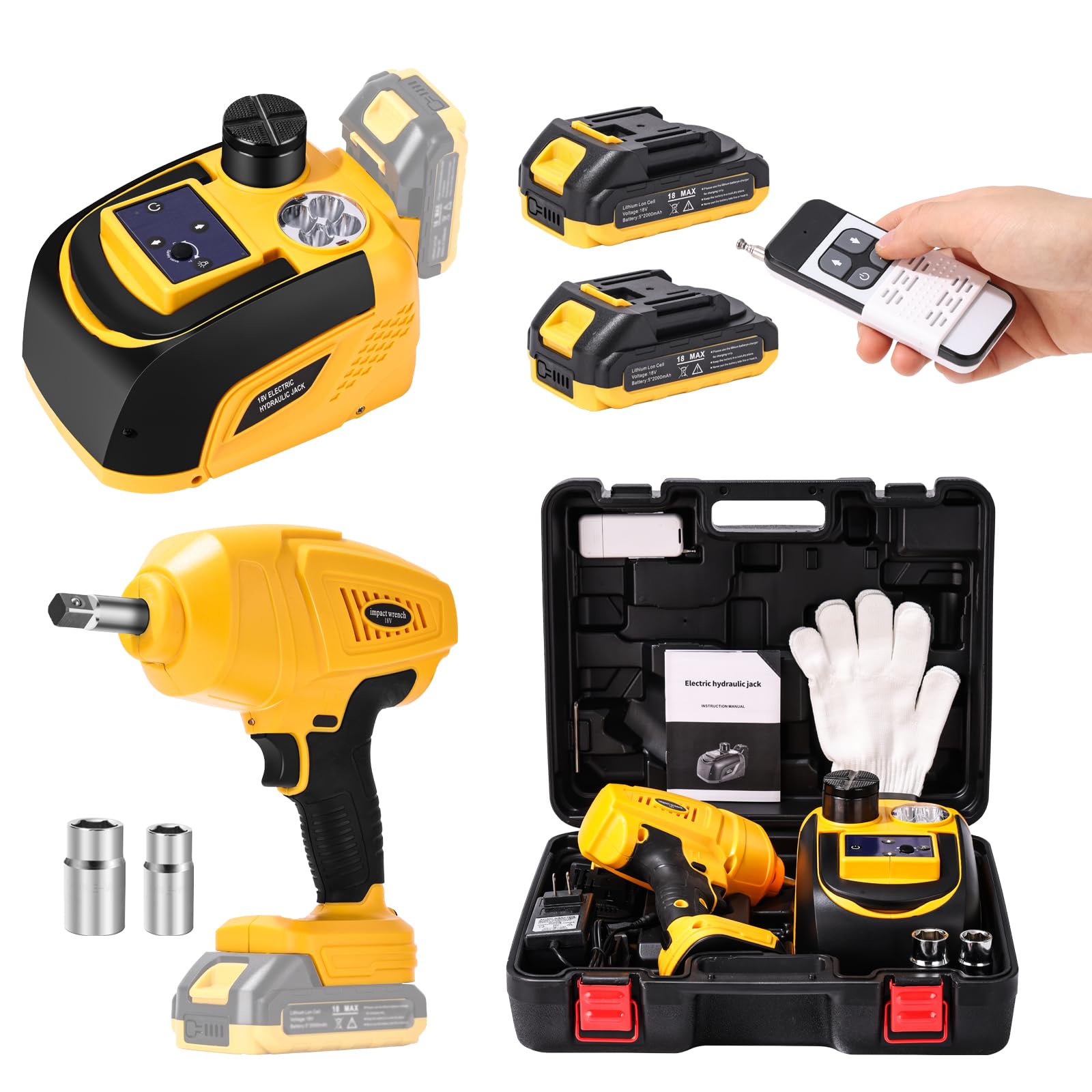 TYAYT Electric Car Jack 18V 5 Ton Cordless Electric Car Hydraulic Jack ...