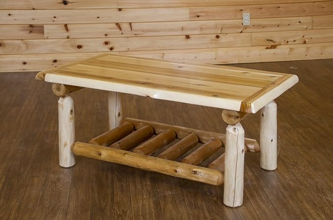 Amazon.com: Rustic White Cedar Log Coffee Table- Amish Made USA ...