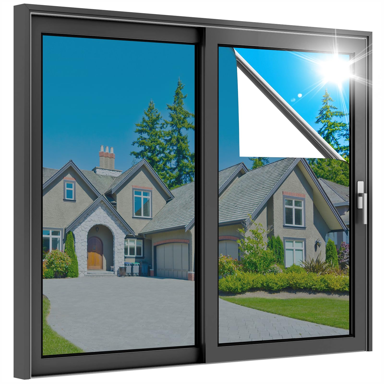 rabbitgoo One Way Window Film Daytime Privacy Mirror Window Tint for Home Office, Heat Control ...