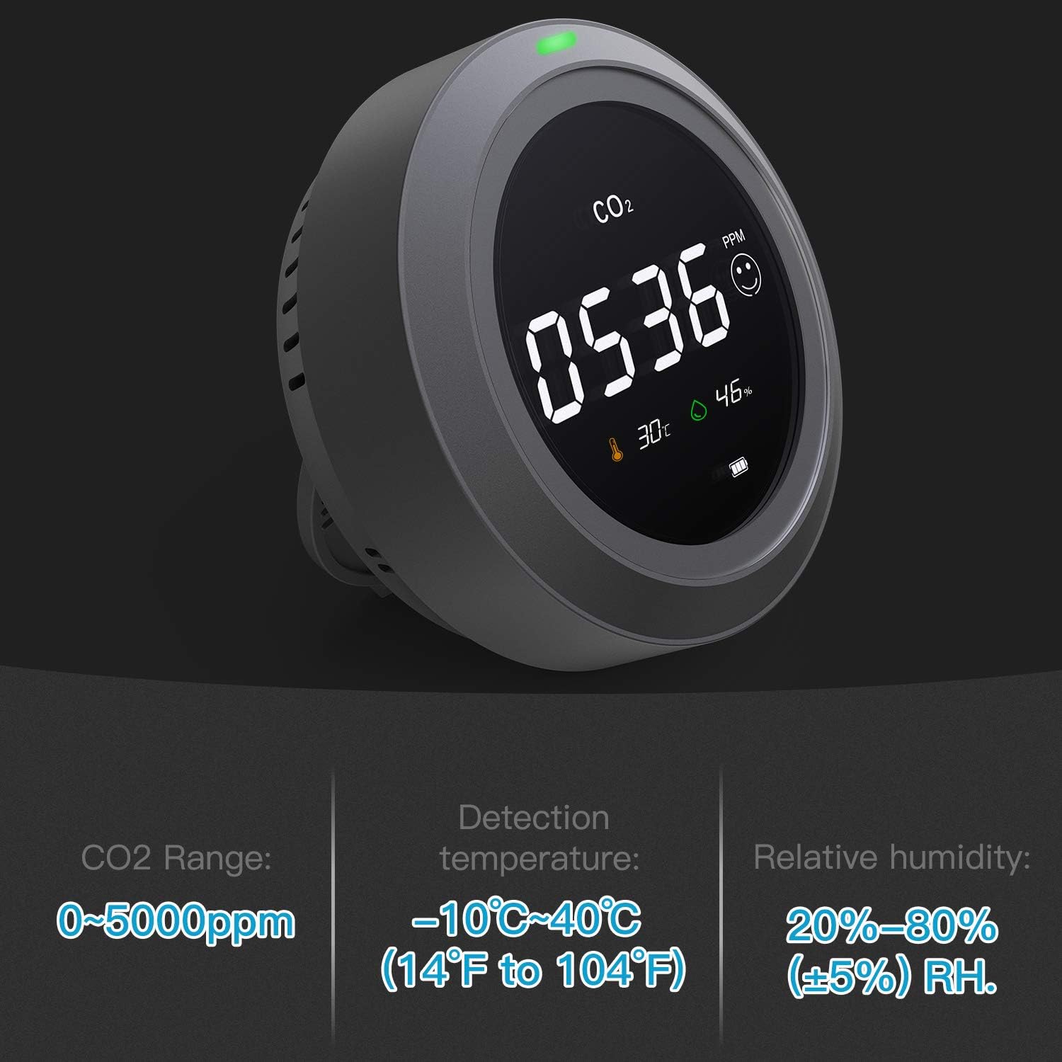 CO2 Monitor, LifeBasis 3 in 1 Carbon Dioxide Detector Temperature ...