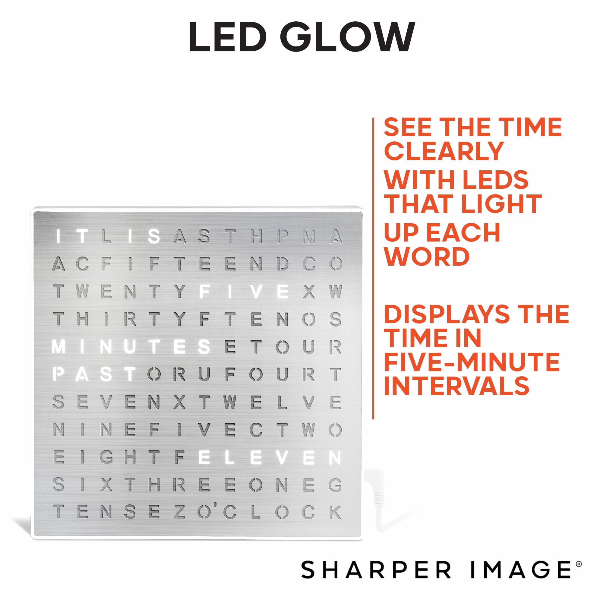 Mua Sharper Image® LED Word Clock – 7.75" Light-Up Digital Clock for ...