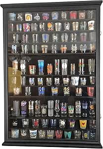 Amazon.com: Large 144 Shot Glass Display Case Rack Solid Wood Cabinet ...