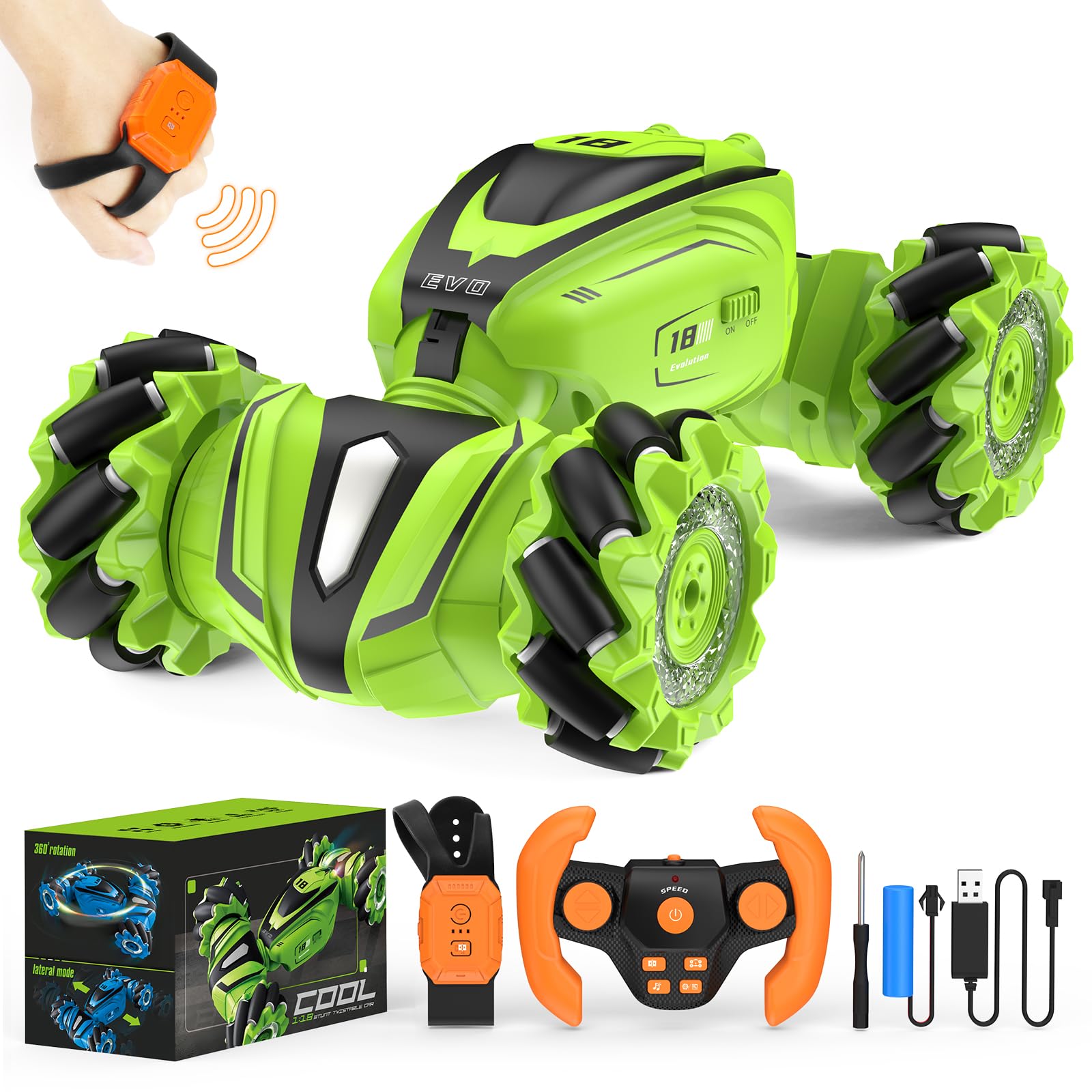 Mua Gesture Sensing RC Stunt Car, 360° Rotation 4WD 2.4Ghz Rechargeable ...