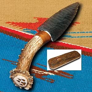 Amazon.com : Native Indian Deer Antler Obsidian Blade Knife : Power ...