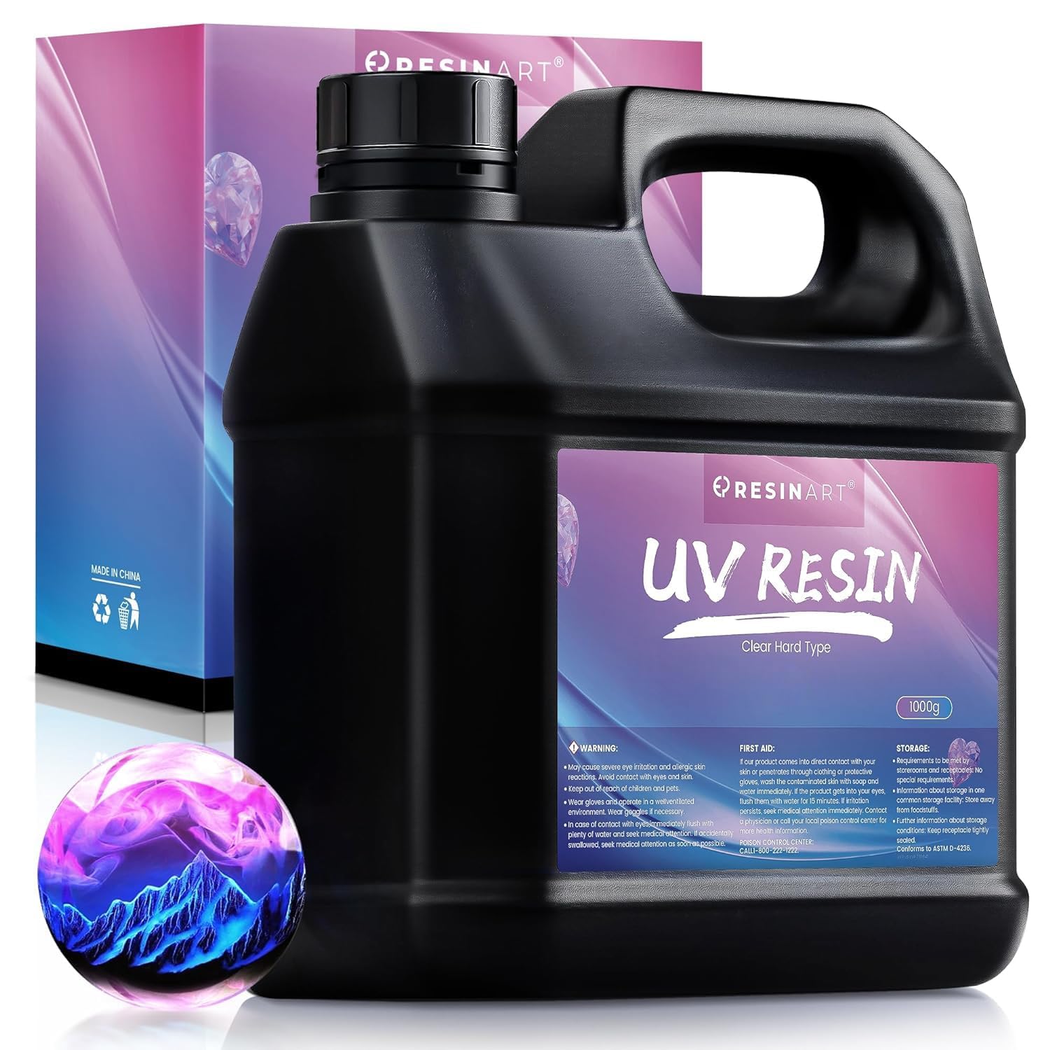 UV Resin 1000g, Upgrade Crystal Clear Hard Ultraviolet Epoxy Resin Glue ...