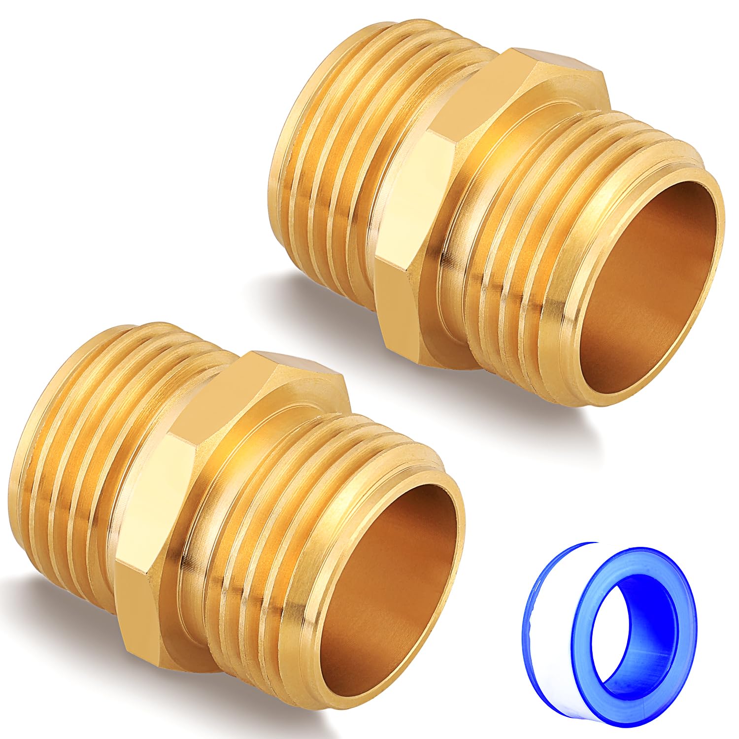 UNWAVER Solid Brass Garden Hose Fittings Male Connectors Adapter Heavy ...