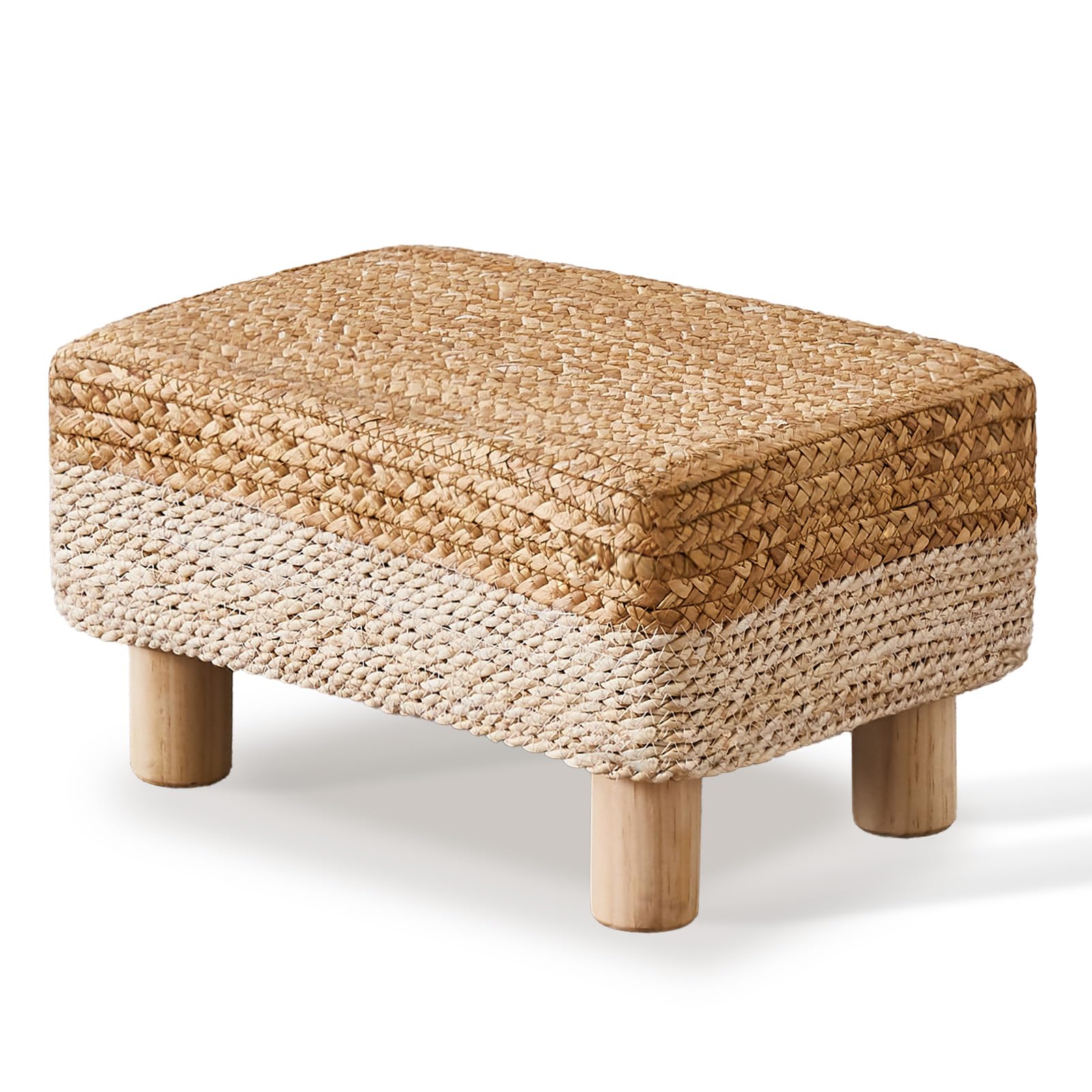 Wimarsbon Natural Seagrass Footstool Ottoman Rectangular Footrest Pouf ...