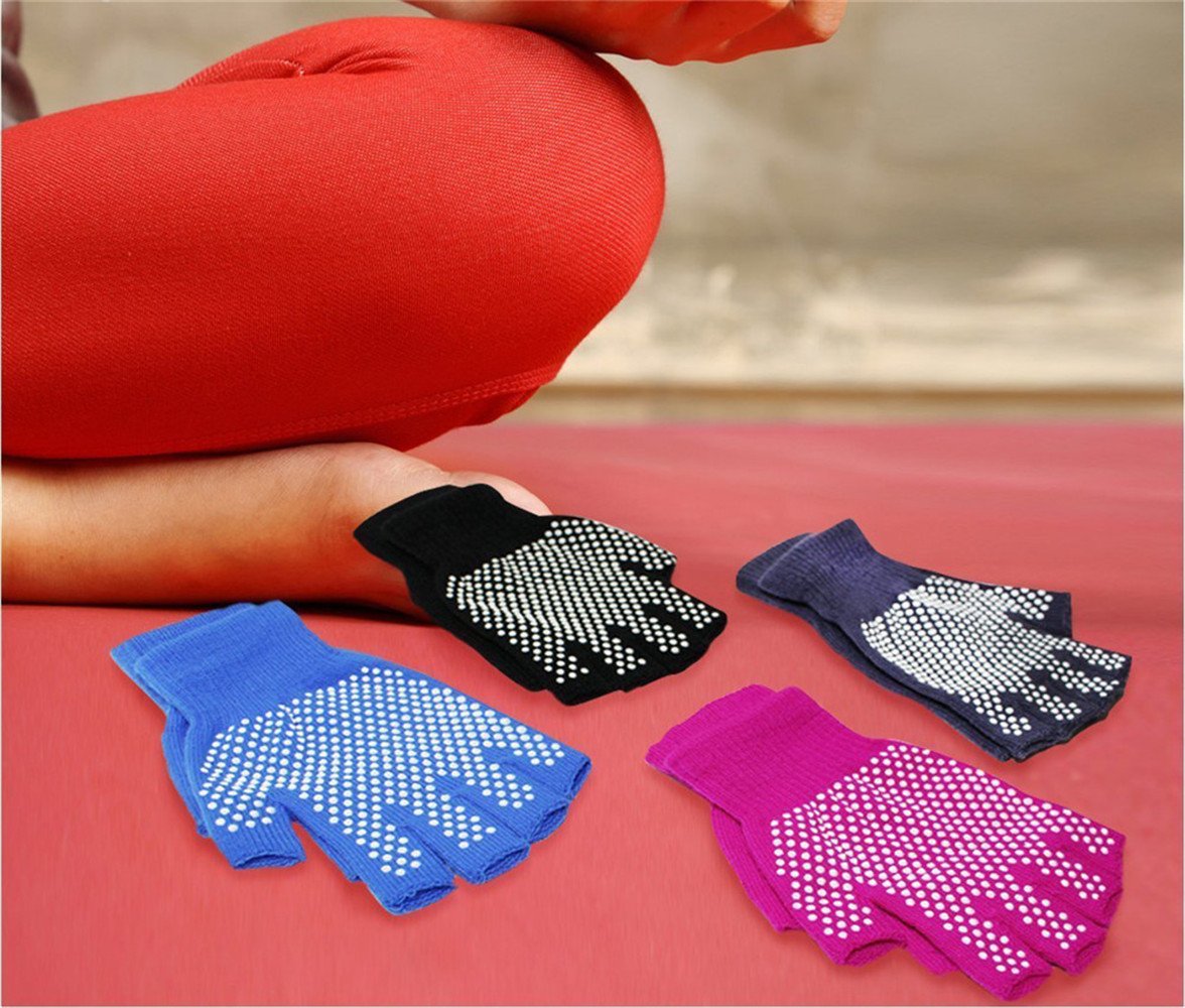 Aquiver Soft Yoga Gloves Non-Slip Fingerless For Gym Body Building ...