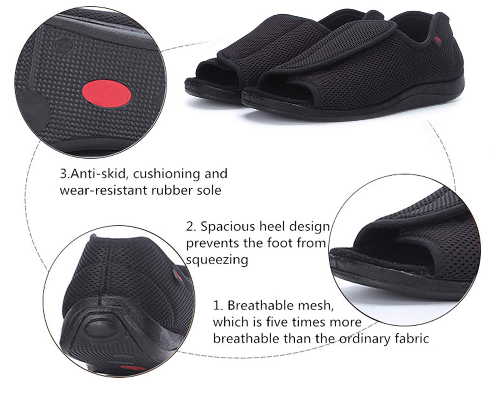 Mua JIONS Women Men Adjustable Velco Extra Wide Shoes Swollen Feet ...