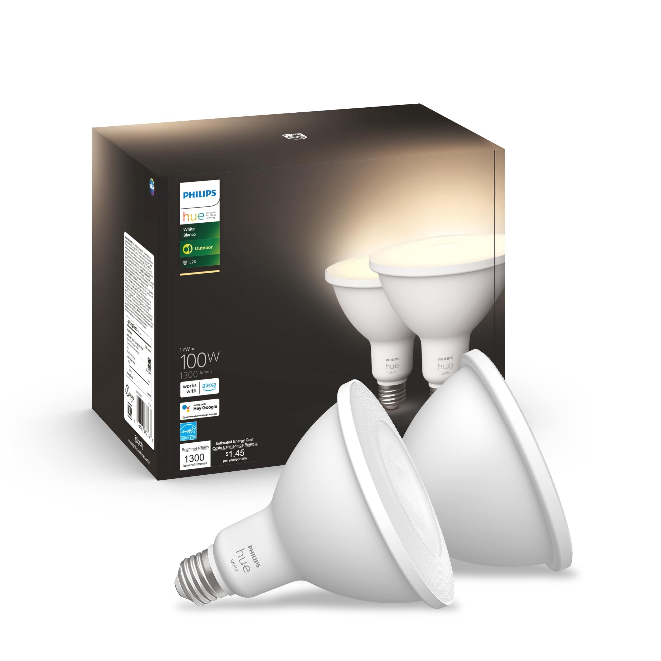 Philips Hue White PAR38 LED 100W Equivalent Waterproof Dimmable Smart ...