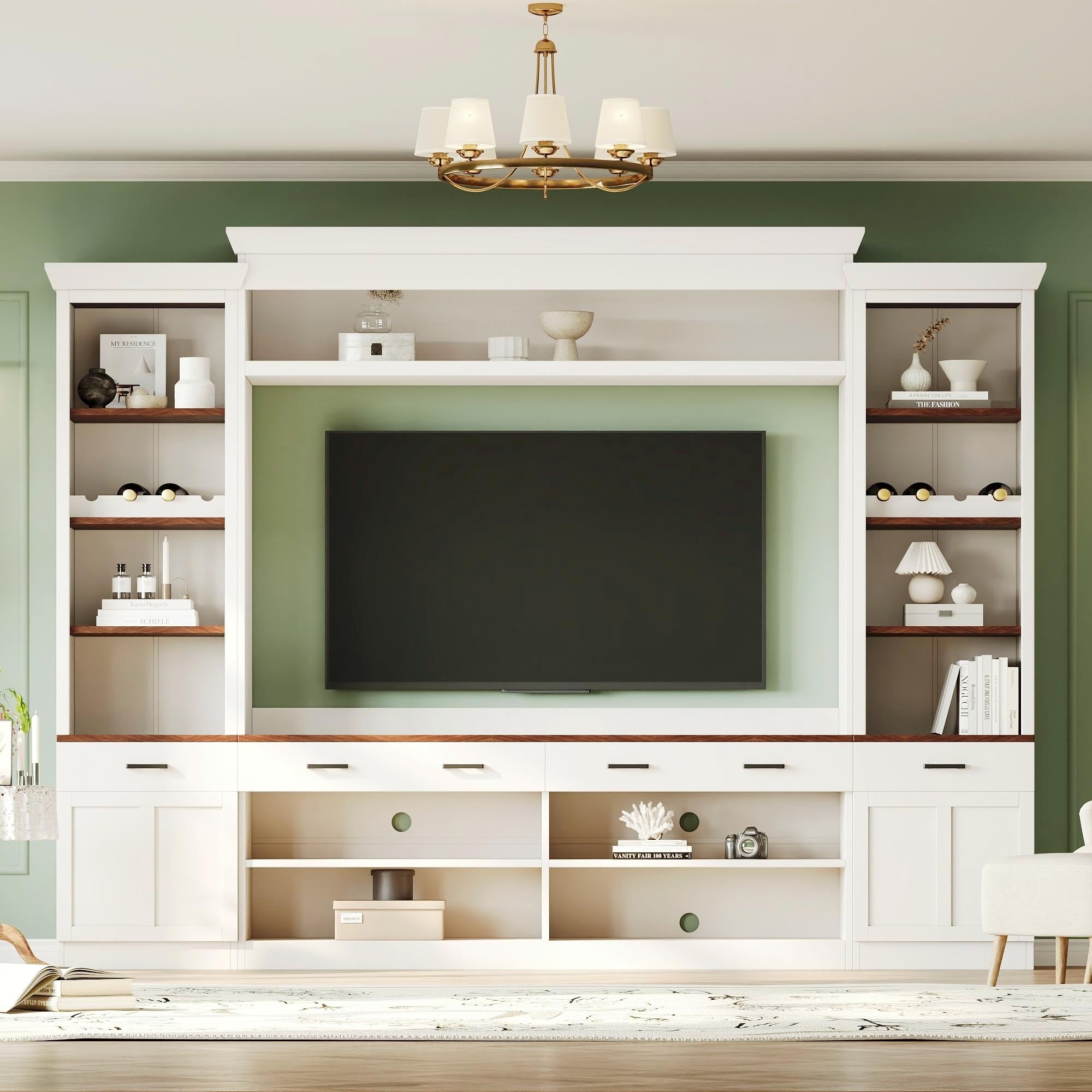 Merax Modern Large Entertainment Center Wall Unit for Televisions Up to ...