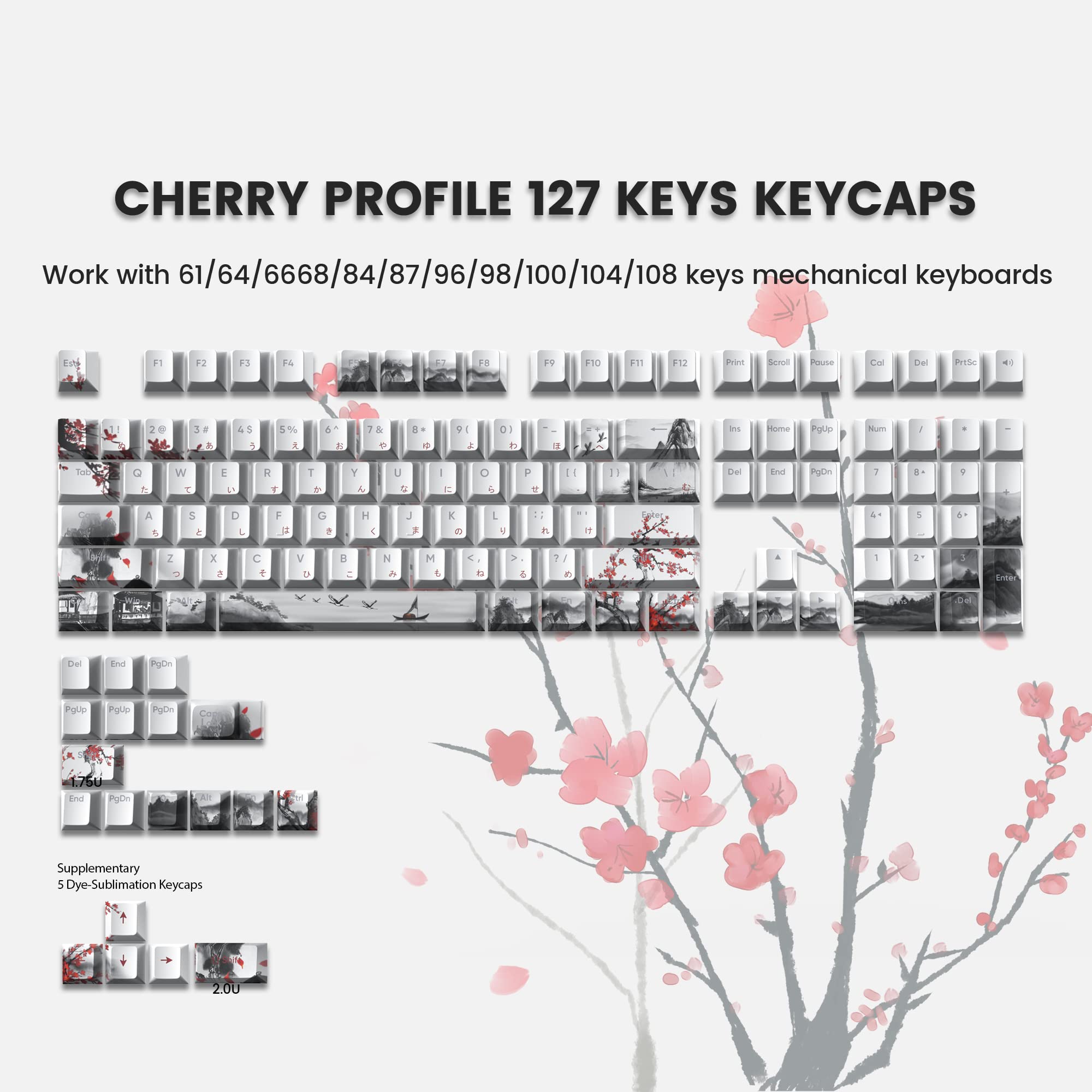 Mua Womier PBT Keycaps Set 130 Keys, Custom White Japanese Keyboard ...