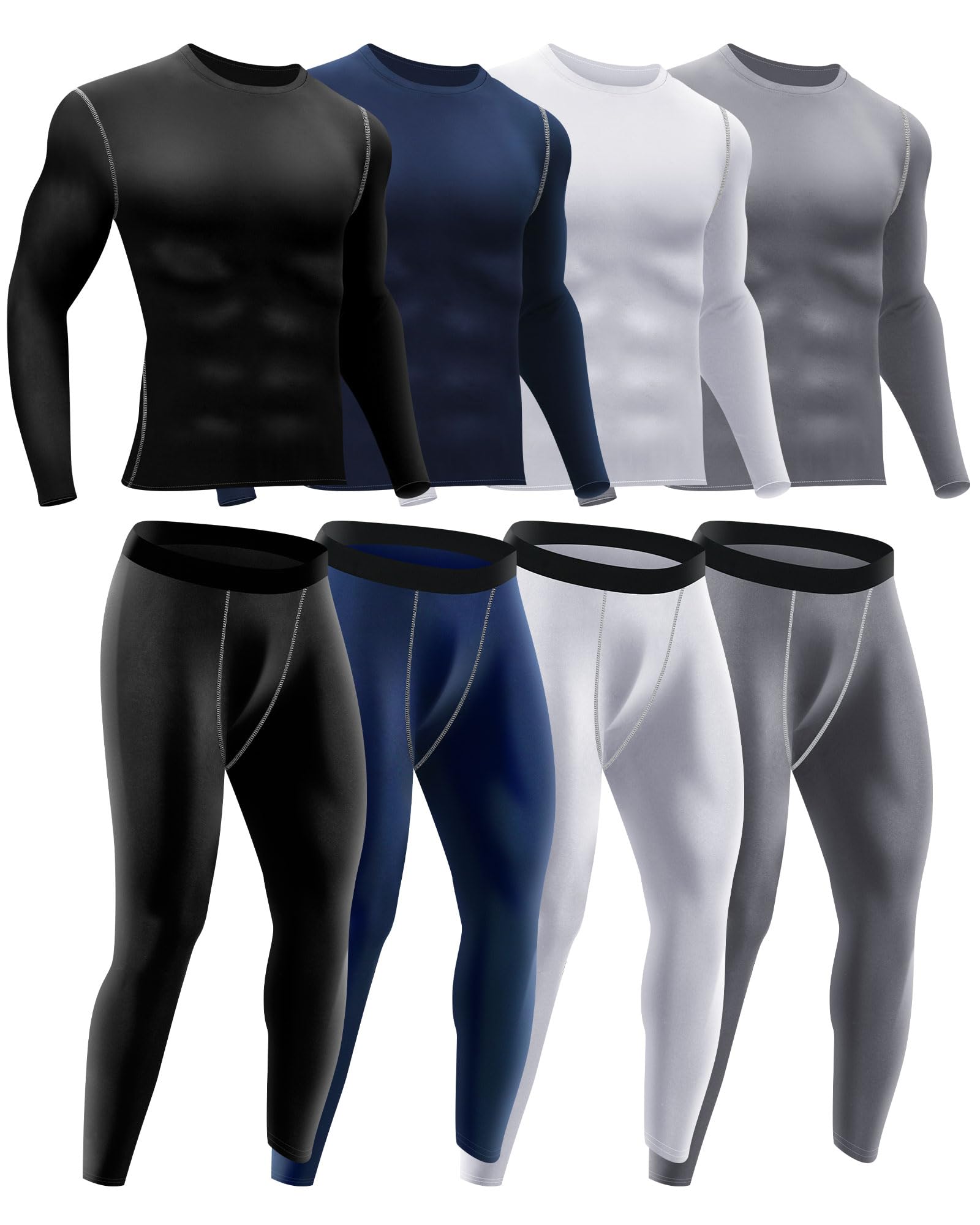 Hicarer 4 Set Men's Athletic Compression Set Winter Underwear Top ...