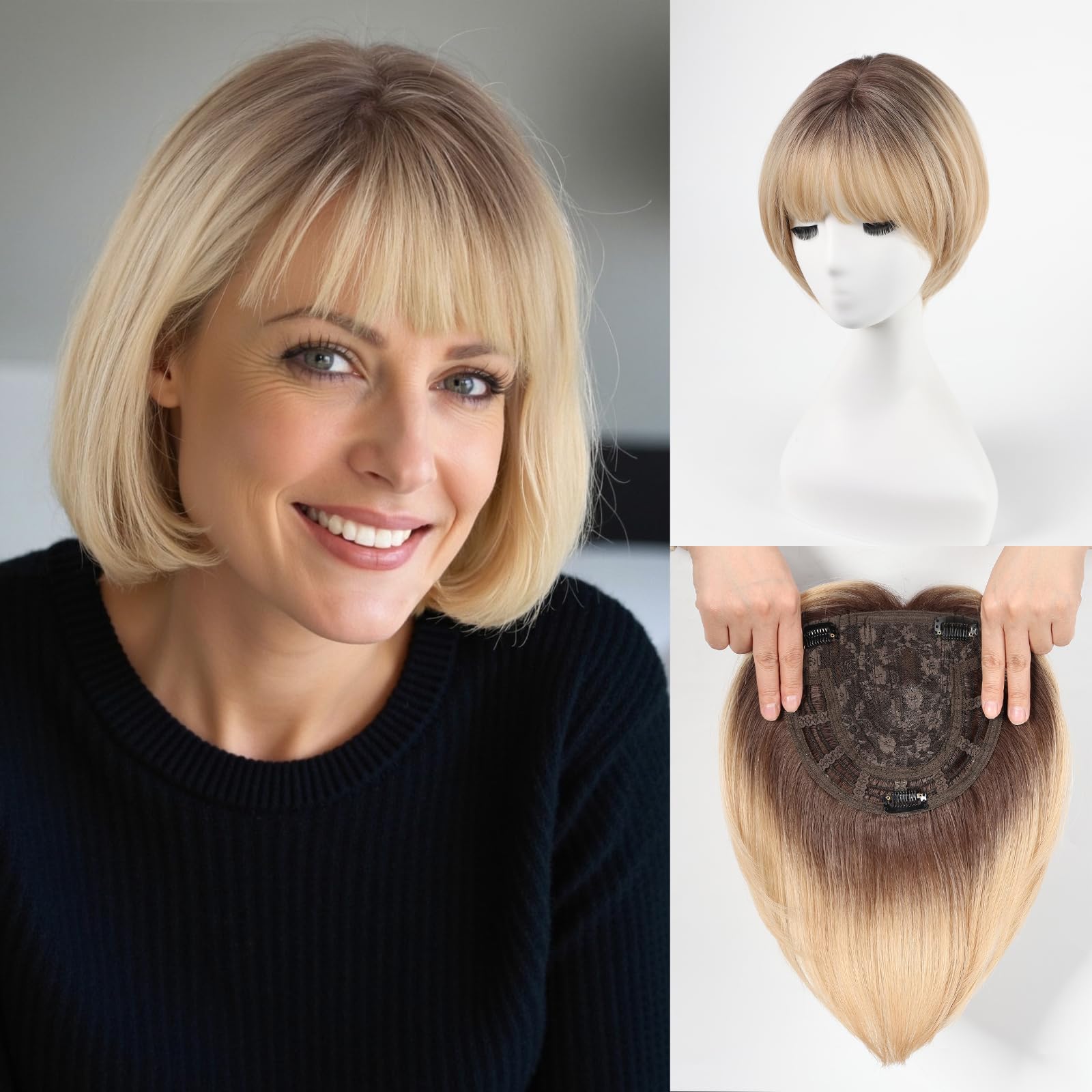 HAIRCUBE Hair Toppers for Women 10inch Natural Blonde Toppers for Women ...