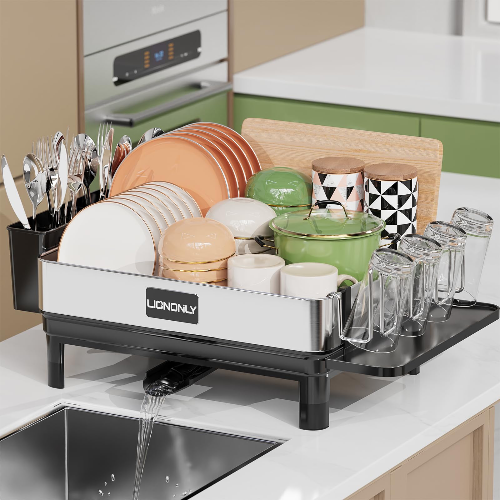 LIONONLY Dish Drying Rack, Thicker Premium 304 Stainless Steel Dish ...