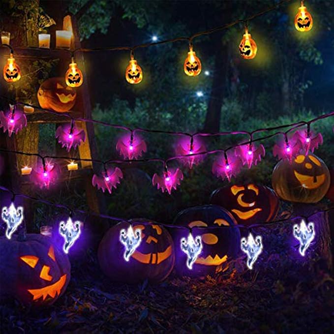 yizeda Halloween Lights Outdoor Halloween String Lights 3Pack 29ft 60 ...