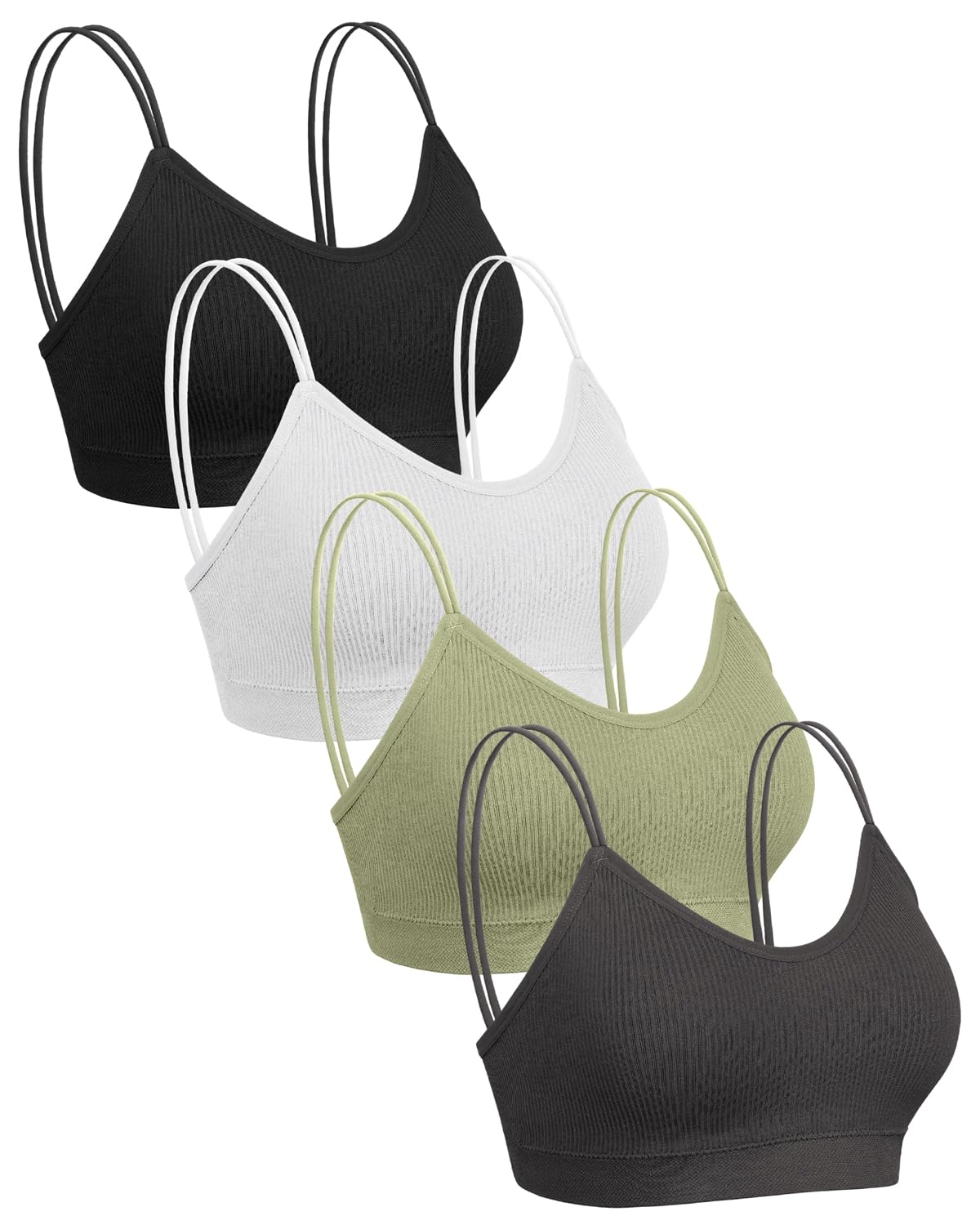 Omisy 4 Pcs Cami Bralettes for Women, Padded Sport Bra Pack No ...