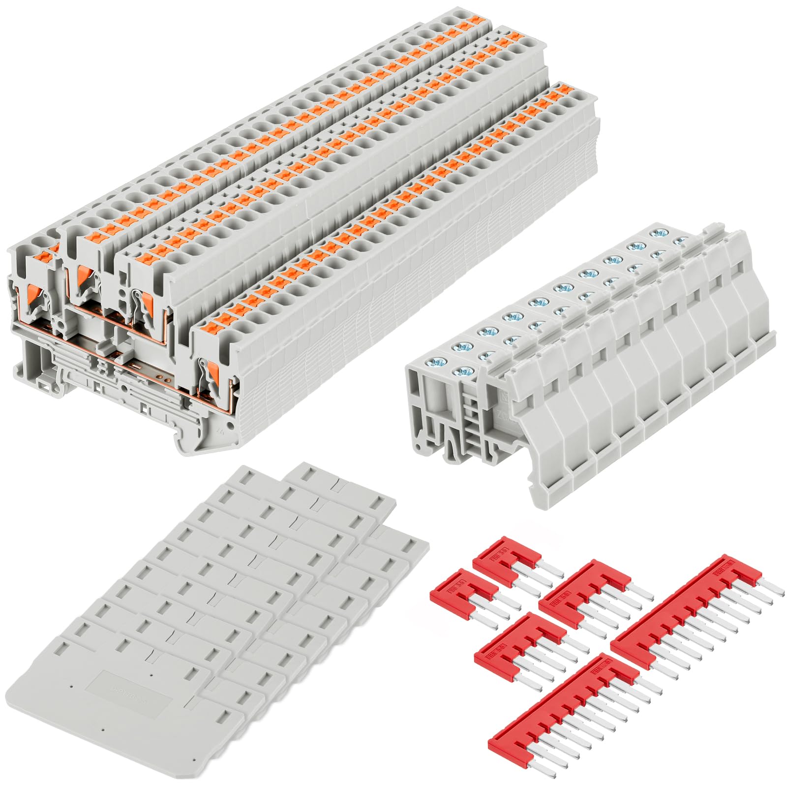 Saysurey DIN Rail Terminal Block Twin Spring Terminal Connectors Push ...