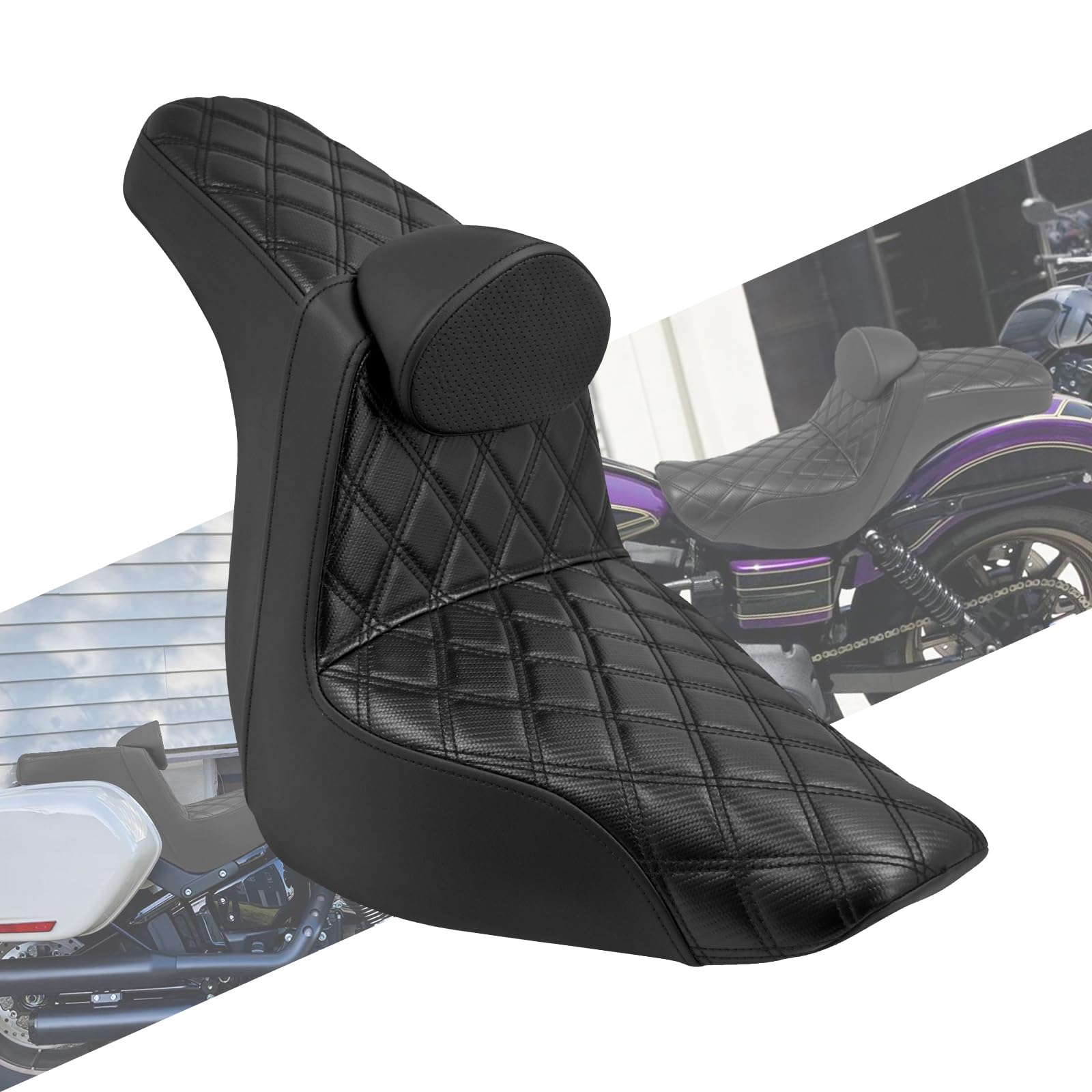 HCmotorku Motorcycles Driver Passenger Seat Cushion Pad One-Piece Seat ...