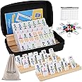 Amazon.com: Mexican Train Dominoes Set Numbers and 4 Wooden Racks ...