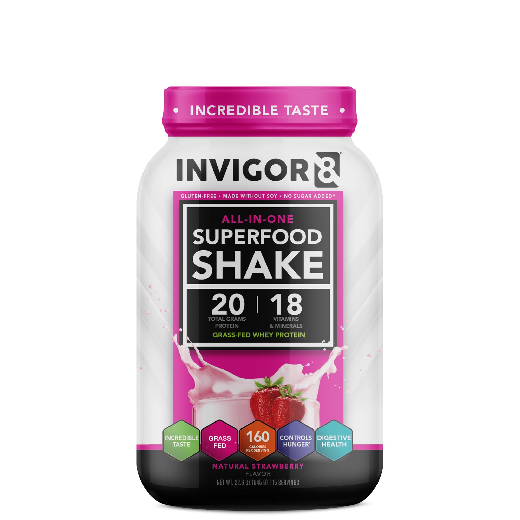 Mua INVIGOR8 Superfood Grass Fed Whey Protein Isolate Shake Natural Strawberry Gluten-Free and ...