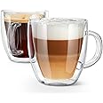 Amazon.com | Glass Espresso Cups - Double Wall Insulated Coffee Mugs ...