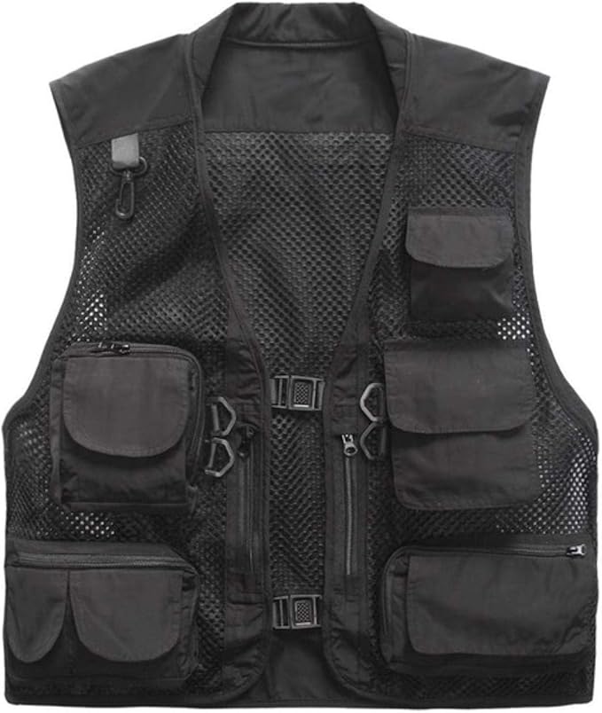 Plus Size Multi Pockets Vest Men Summer Mesh Breathable Photography ...