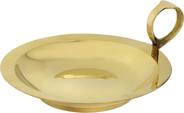 10cm BRASS CANDLE PLATE HOLDER WITH HANDLE: Amazon.co.uk: Kitchen & Home