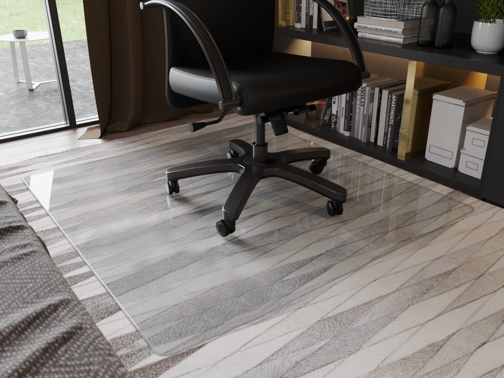 GLSLAND Office Chair Mat, 46" x 55" Premium Tempered Glass Computer ...