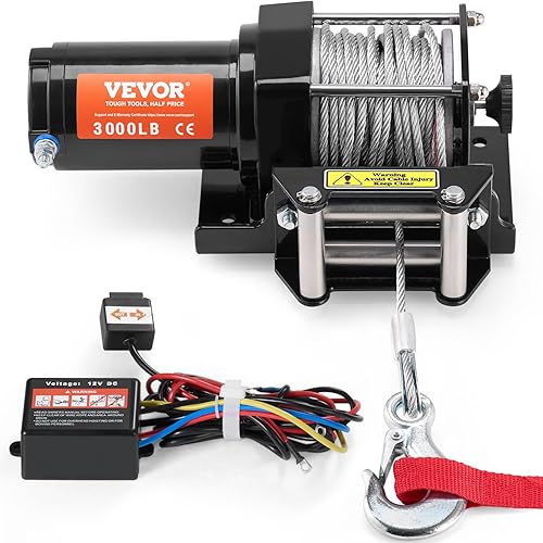VEVOR ATV Winch, 3000 lb Electric Winch, 12V Small ATV UTV Winch with 3 ...