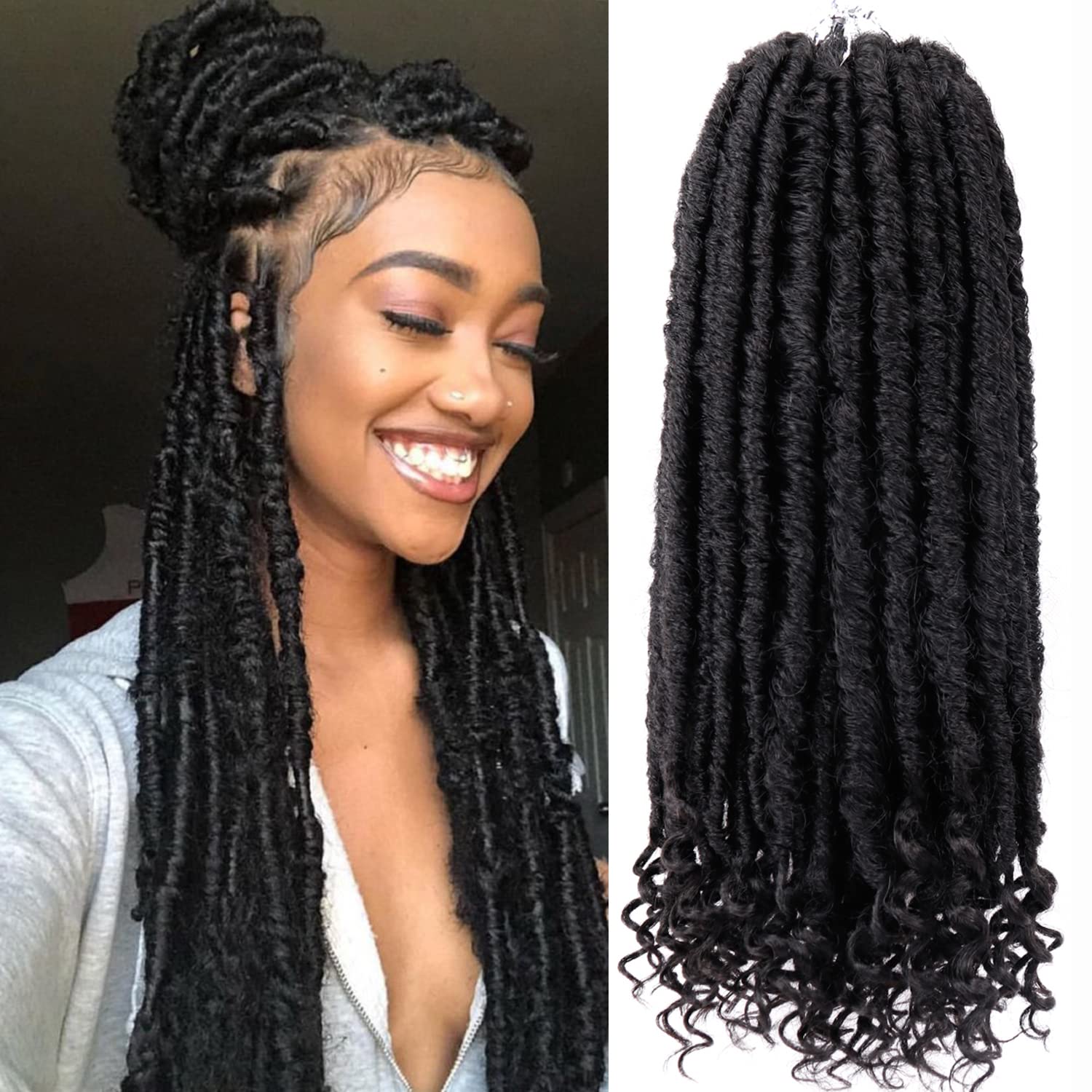 Goddess Locs Crochet Hair 6 Packs 16 Inch Straight Faux Locs Crochet ...